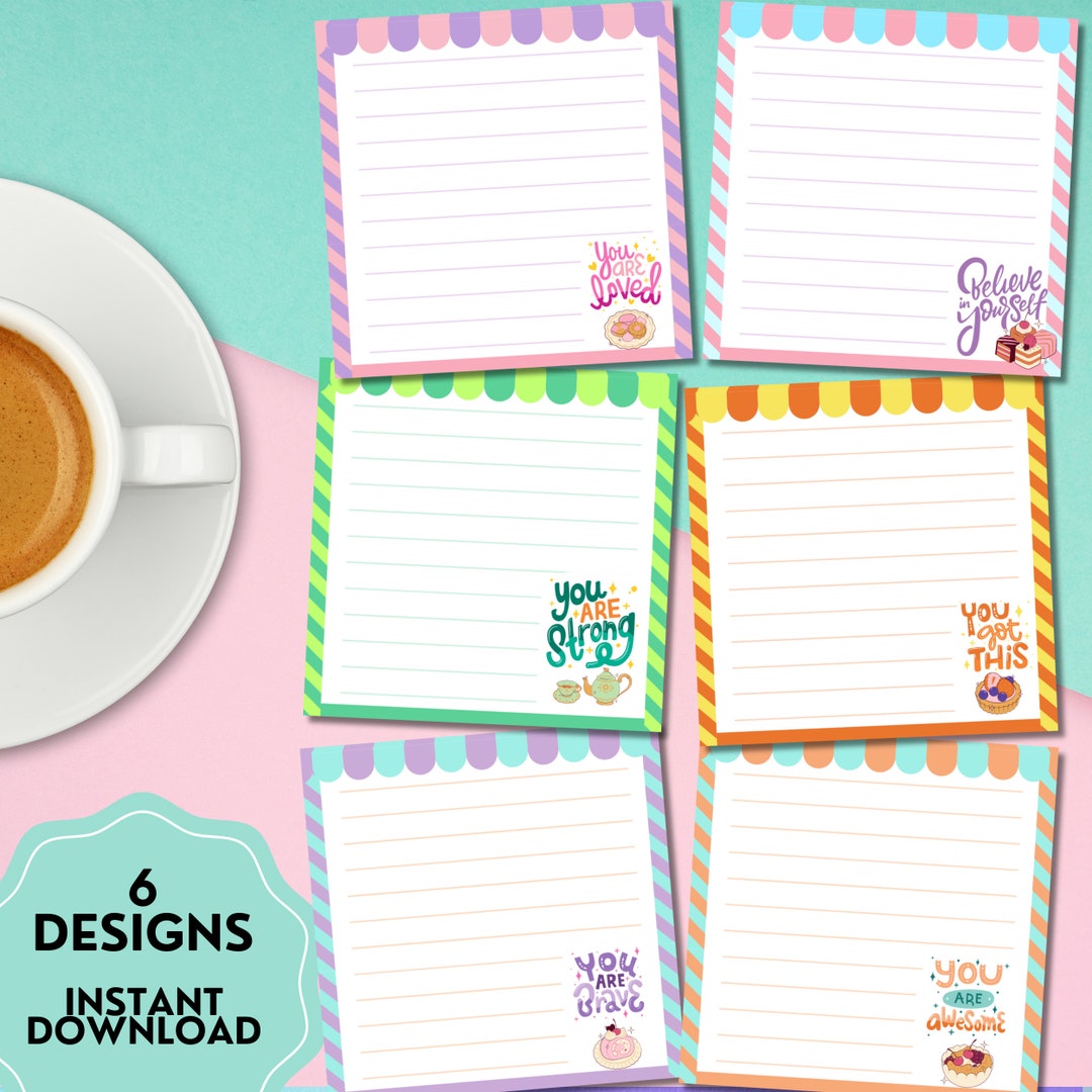 Dessert Shop Printable Memo Pad , Sweet Printable Notepad , Positive ...