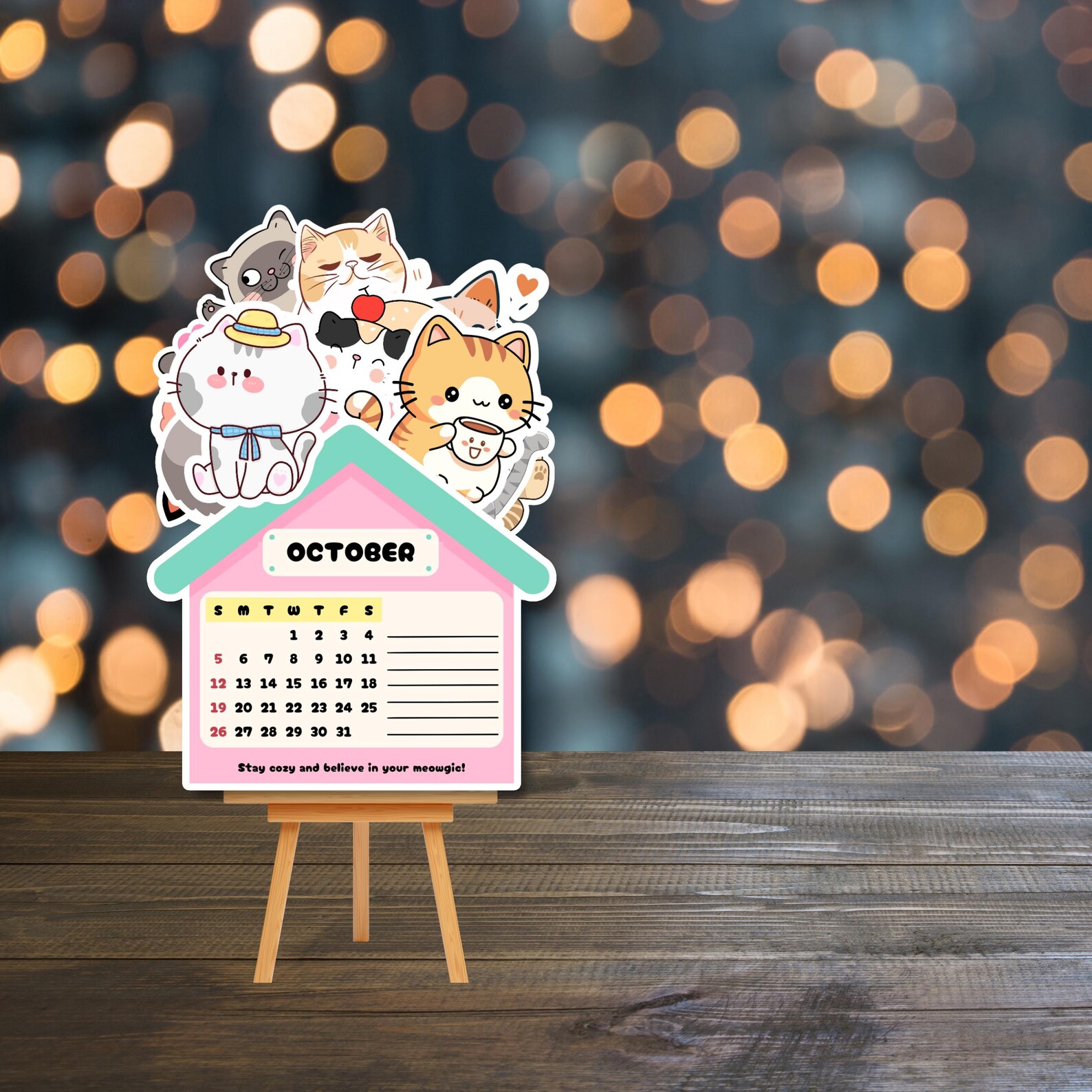 Cat Calendar, Kawaii Cat Calendar, Printable Calendar, Cute Calendar ...