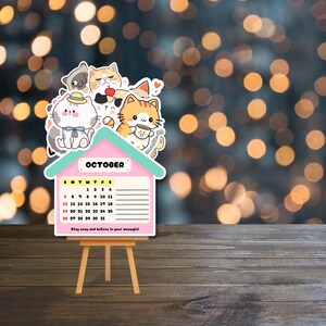 Cat Calendar, Kawaii Cat Calendar, Printable Calendar, Cute Calendar ...