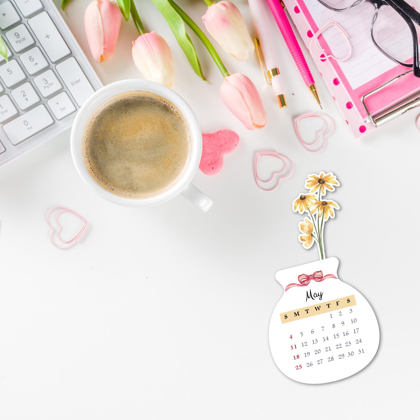 Floral Calendar, Printable Calendar, Cute Calendar, Calendar 2025, Vase ...