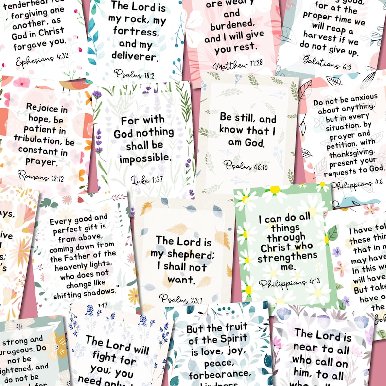 Bible Verses Positive Affirmation Cards Printable, Christian Motivation ...
