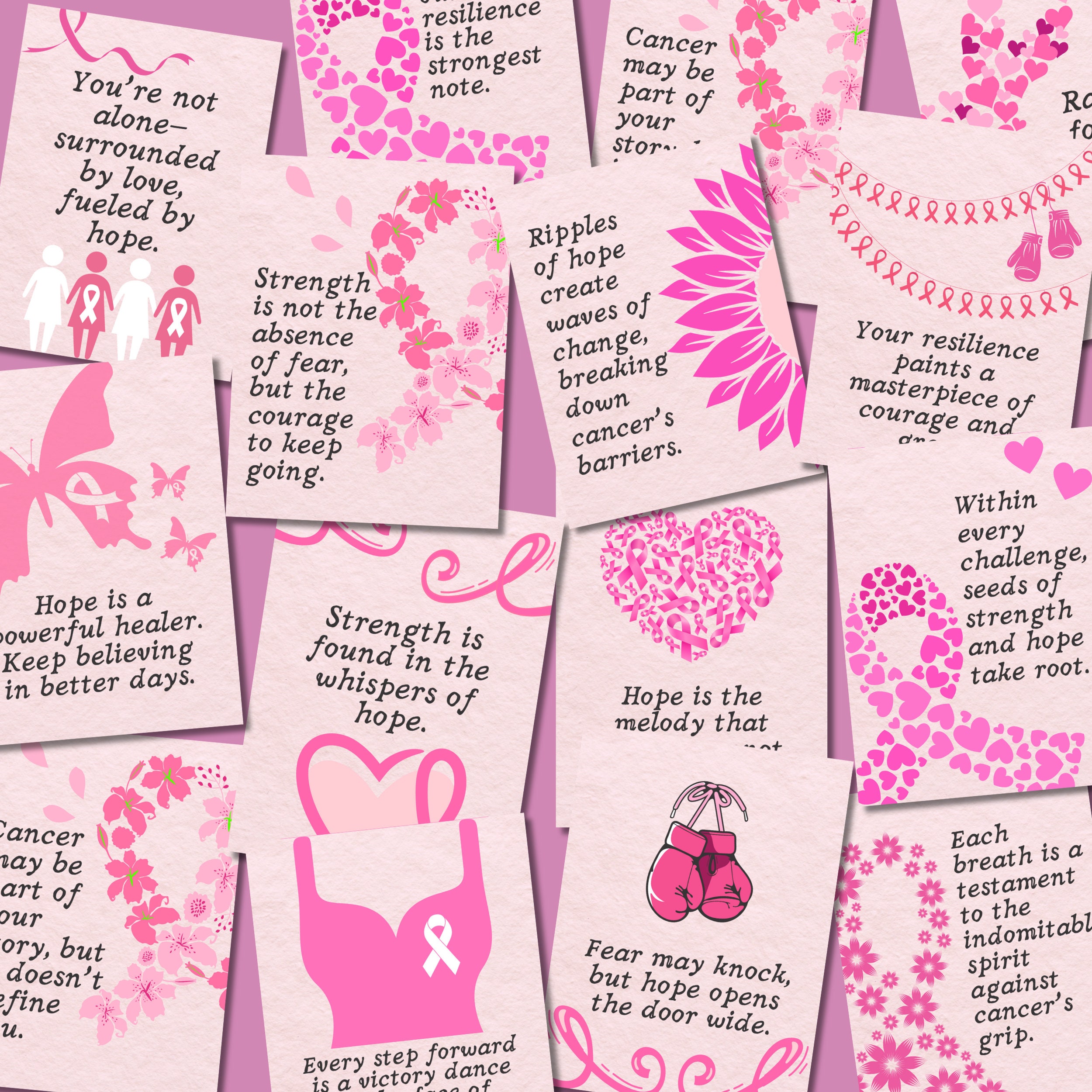 Breast Cancer Awareness Positive Affirmation Cards Printable, Positive ...