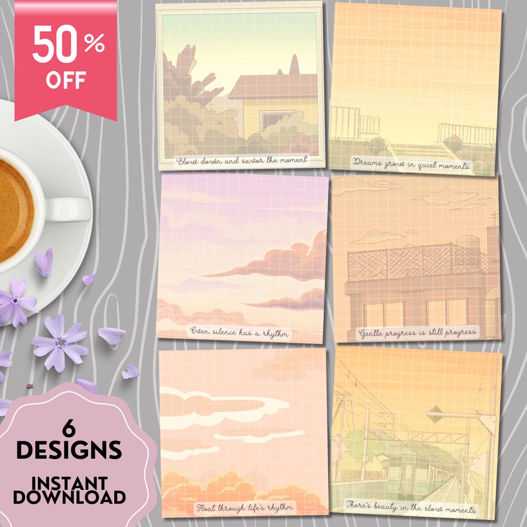 Sunset Notepad, Lofi Printable Notepad, Positive Affirmation, Kawaii Memo, Cute Stationery ...