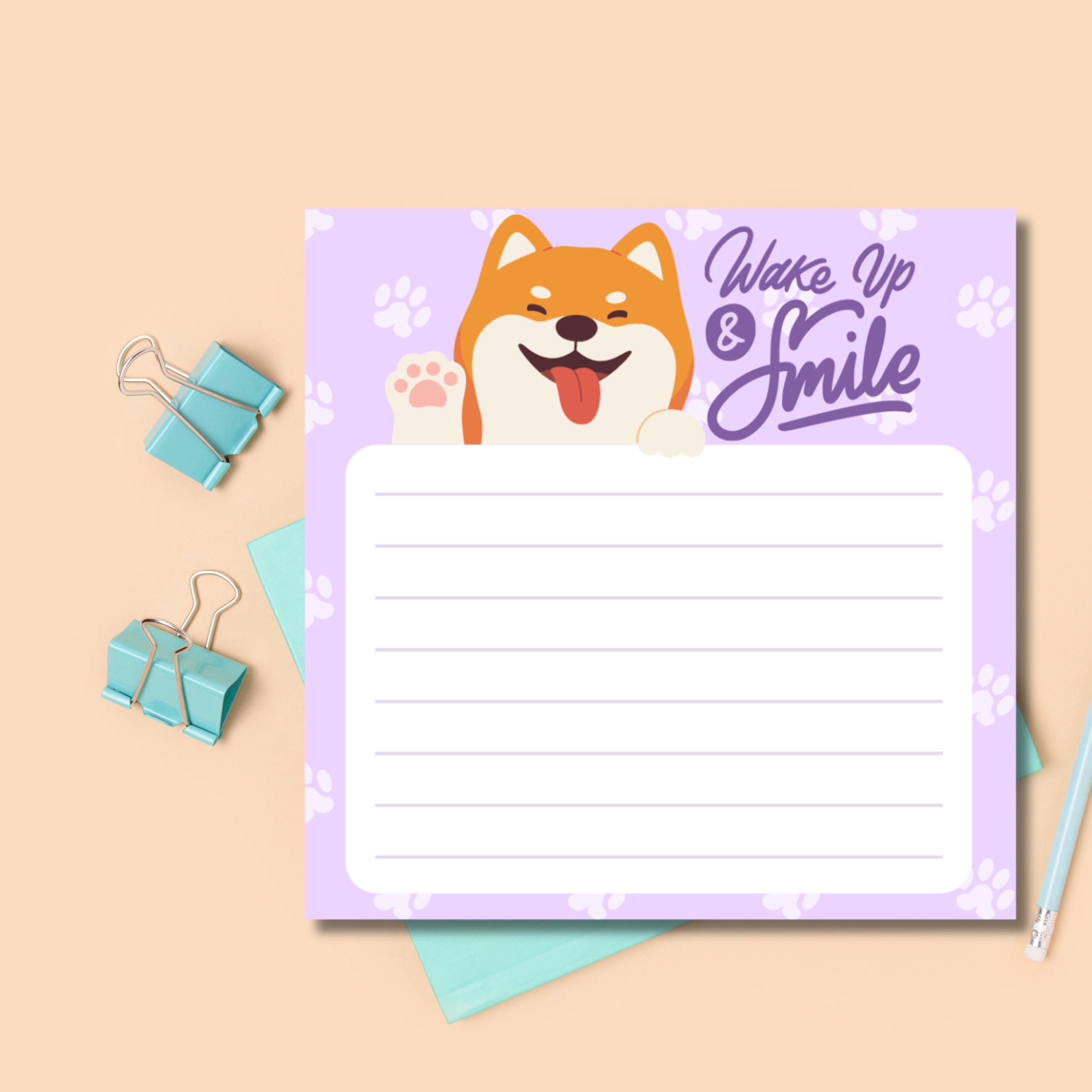 Dog Printable Memo Pad, Peeking Dog Positive Affirmation Printable ...