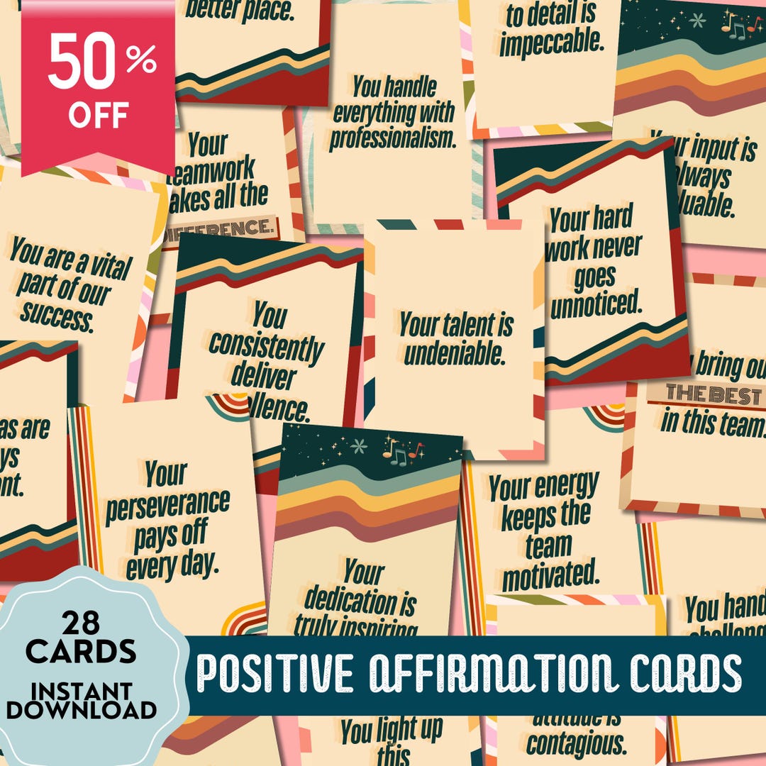 Employee Appreciation, Positive Affirmation Cards, Positive Printable ...