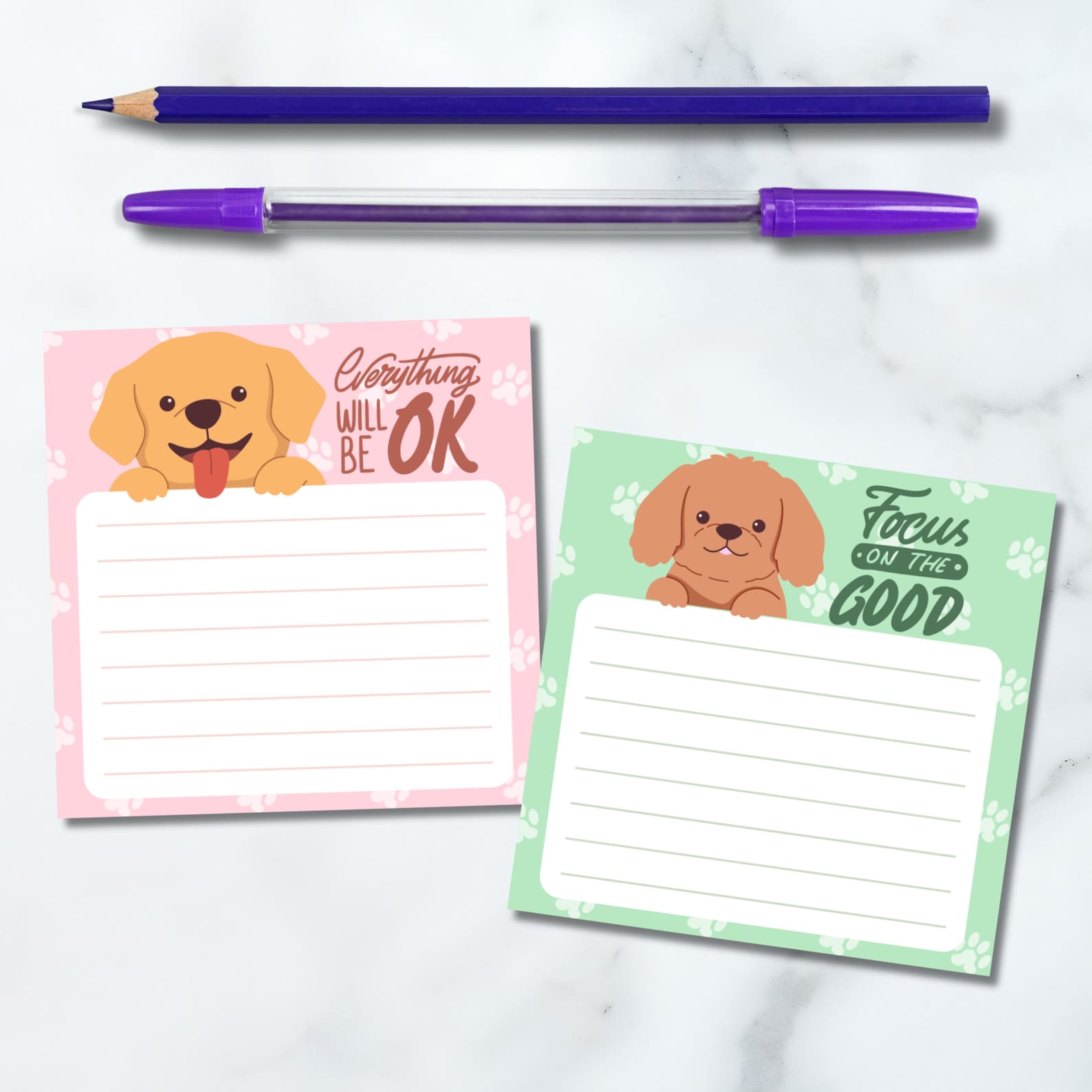 Dog Printable Memo Pad, Peeking Dog Positive Affirmation Printable ...