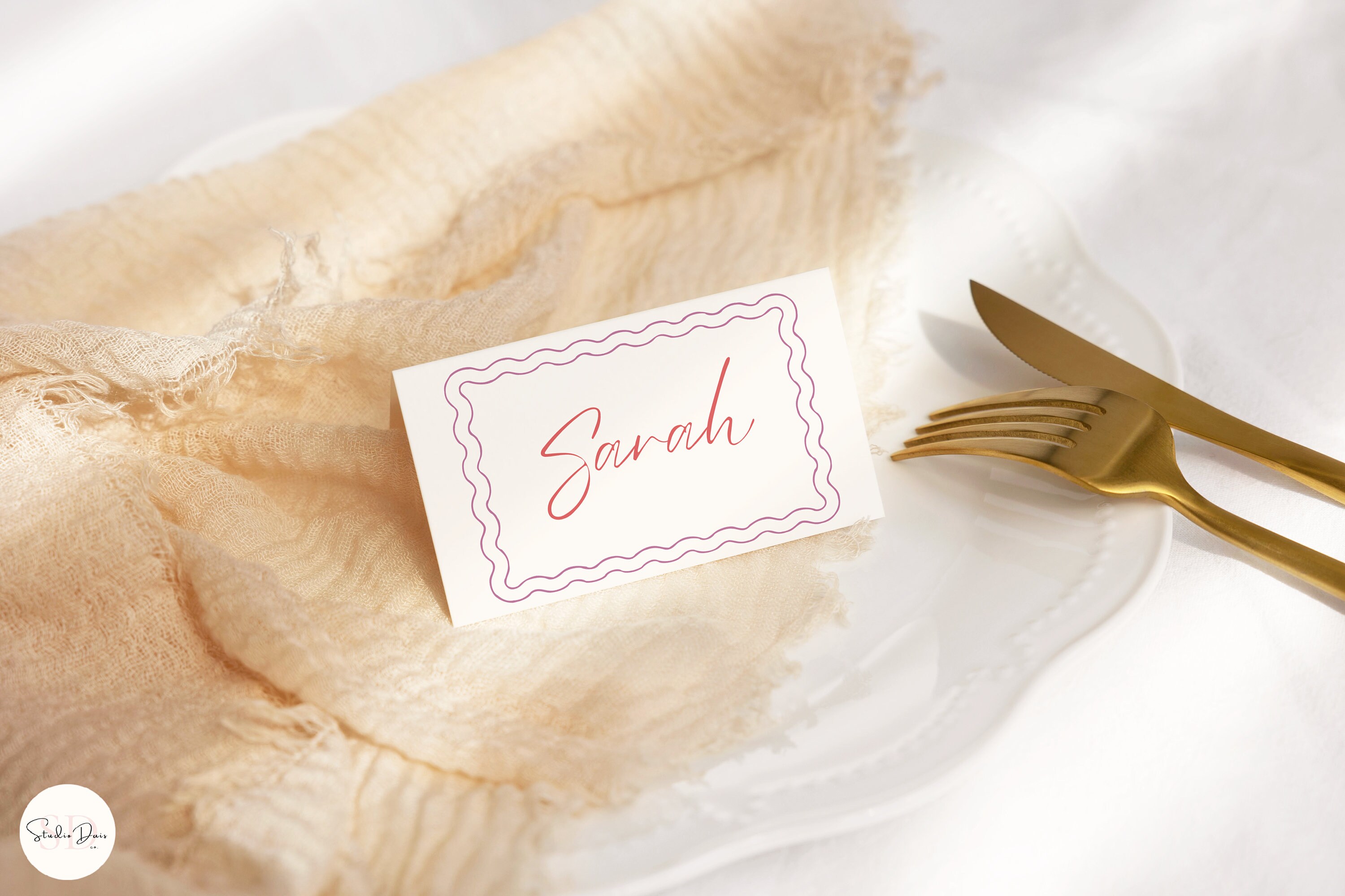 Menu and Place Card Templates Customisable Colourful Wavy Menu & Place ...