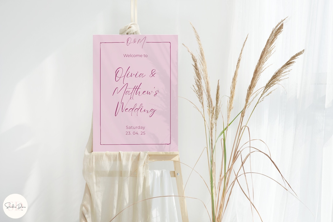 Welcome Sign Template - Customisable Pink Hued Design - A1 and 18 X 24 ...