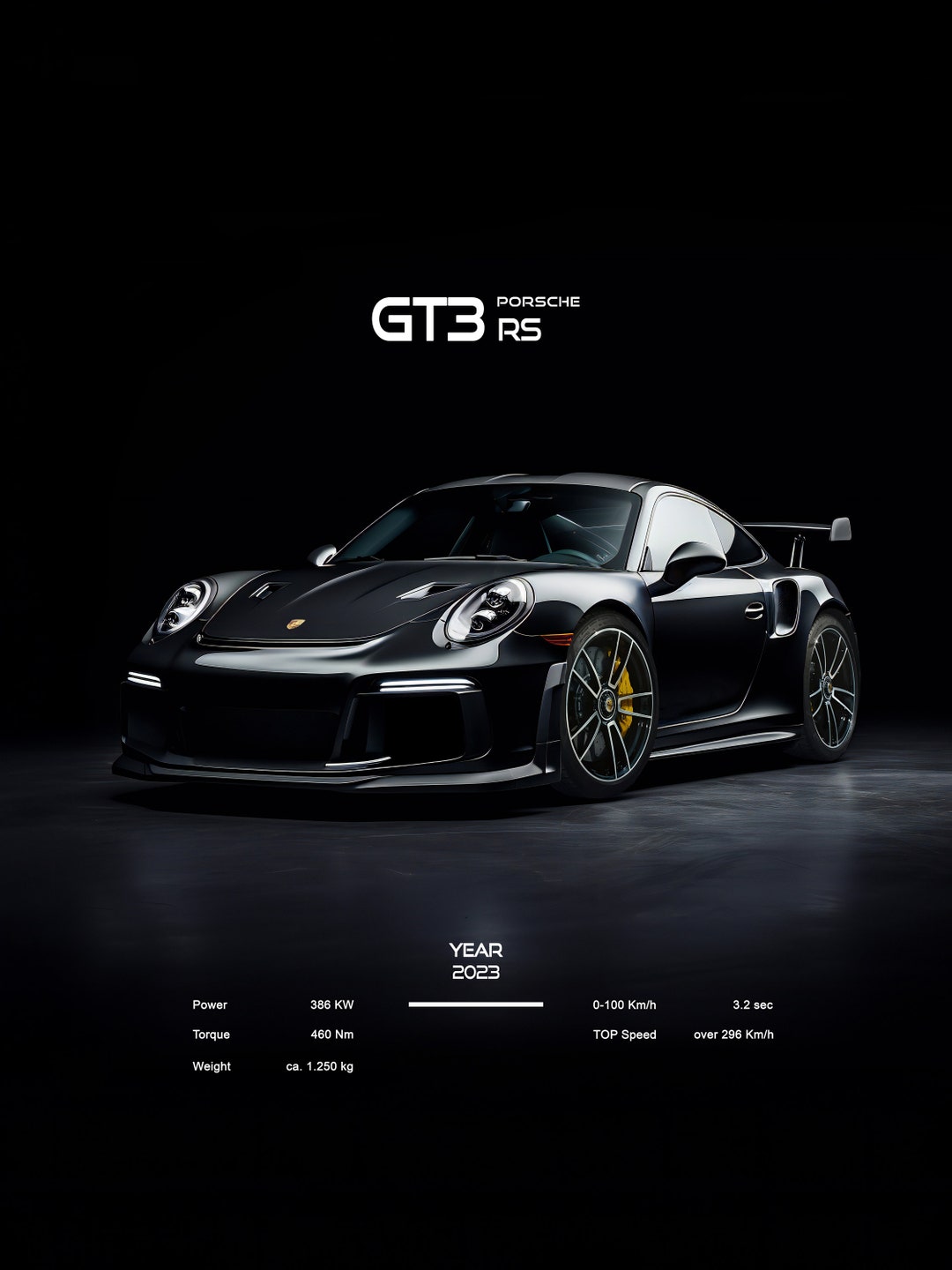911 GT3 RS | Digital Download | Porsche Poster | GT3 RS Black | Auto ...
