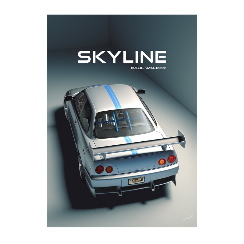 Paul Walker GTR R34 Poster | Digital Download | 2 Fast 2 Furious R34 GT ...
