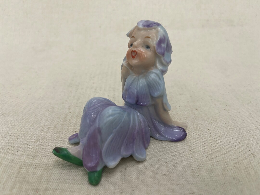 Acme China Blue Purple Pixie/sprite Floral Figurine - Etsy
