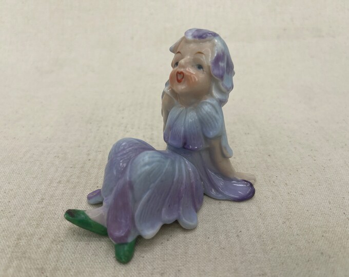 Acme China Blue Purple Pixie/sprite Floral Figurine - Etsy
