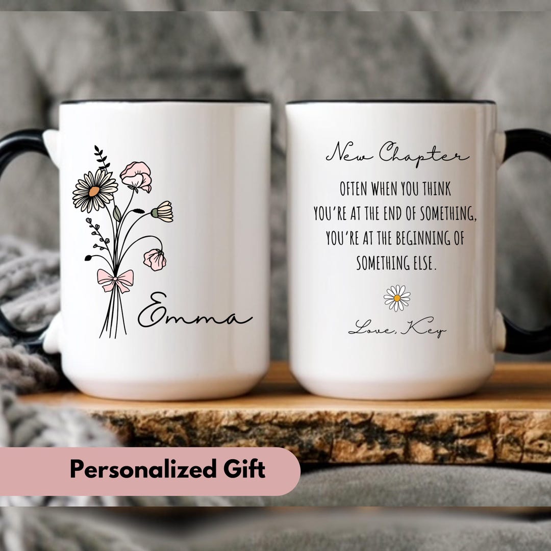 Custom New Chapter Gift, Daisy Mug, New Job Gift, Retirement Farewell ...