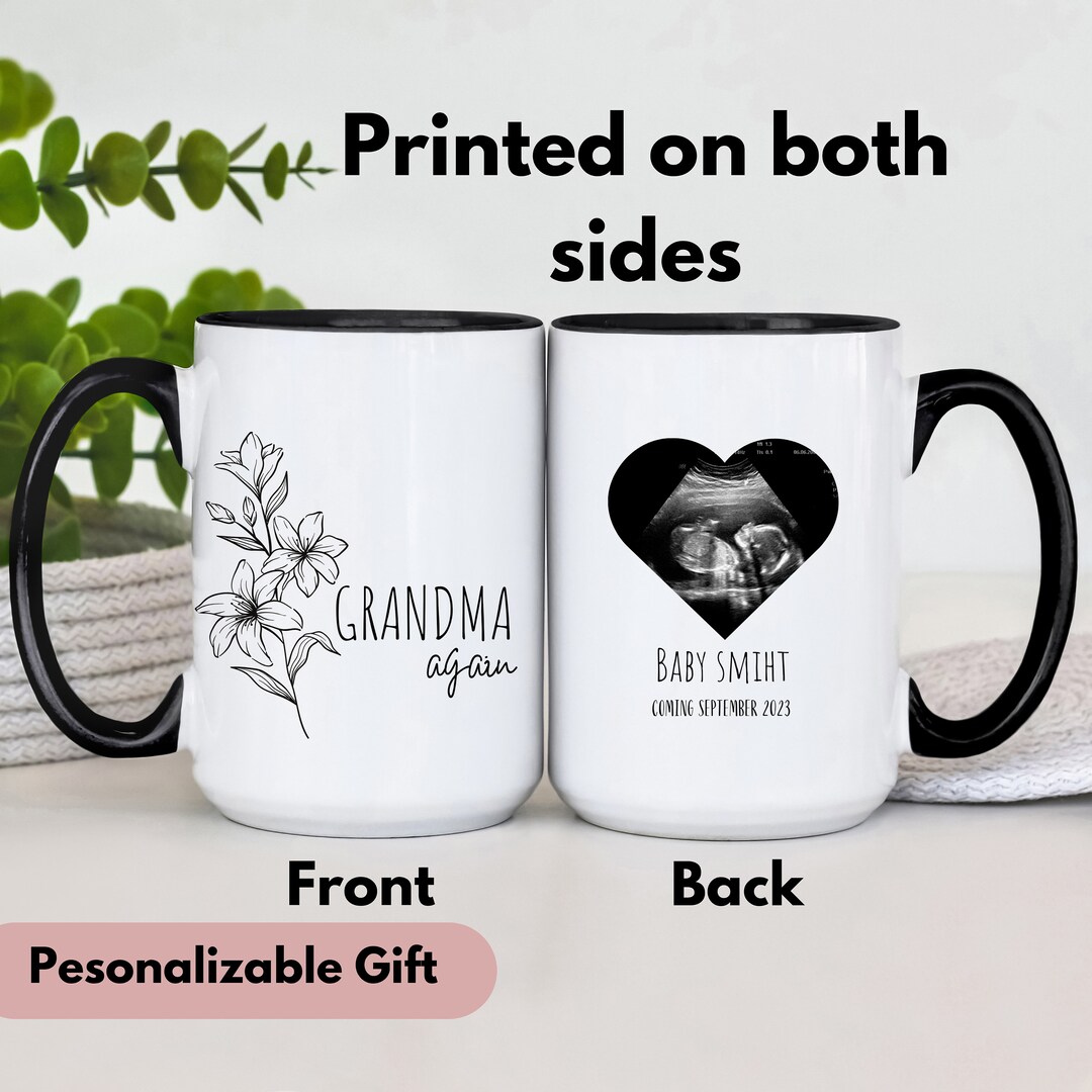 Grandma Again Mug- Pregnancy Announcement Mug for Grandma- Baby Coming ...