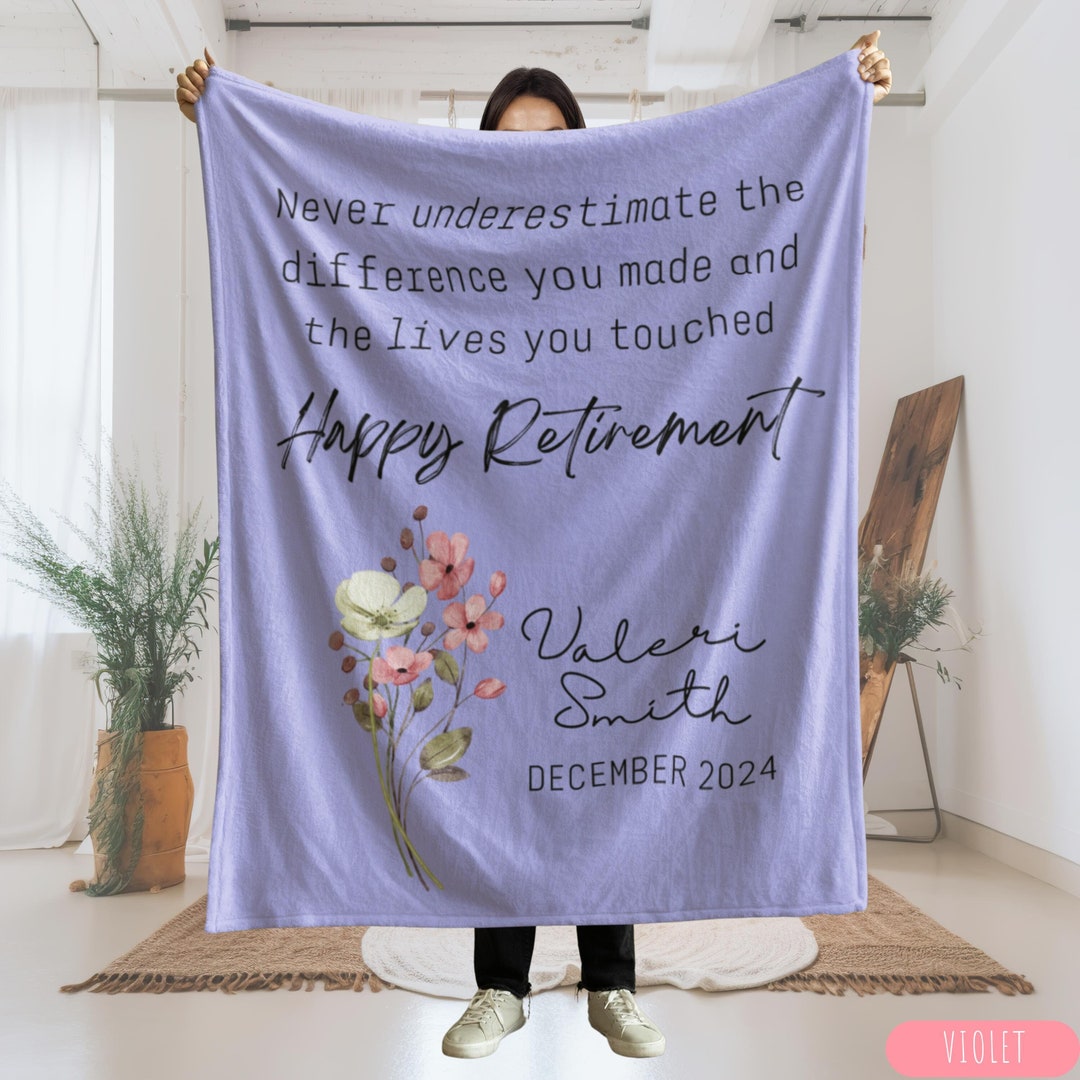 Personalized Retirement Blanket Custom Gift for Women Coworker Farewell ...