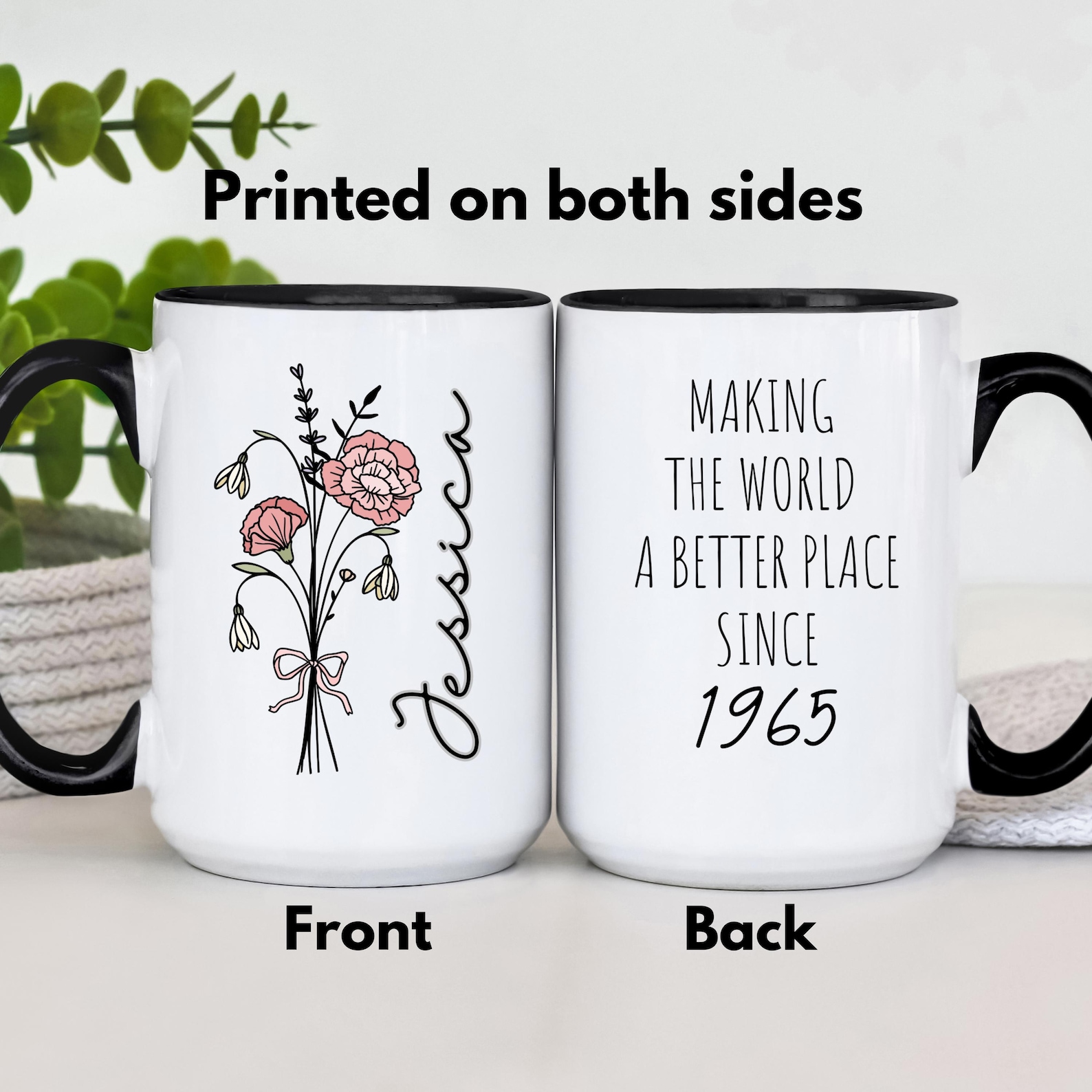 Custom 60th Birthday Gift, Happy 60th Birthday Mug, 1965 Mug, Six-tea ...