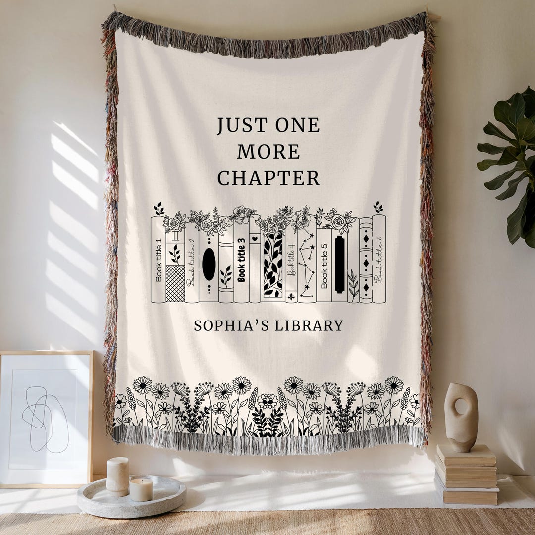 Personalized Book Lovers Blanket, Floral Bookshelf Throw, Custom ...