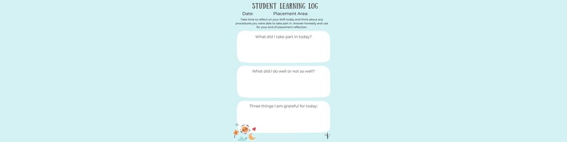 Student Nurse Learning Log/daily Reflection. Editable and Printable ...