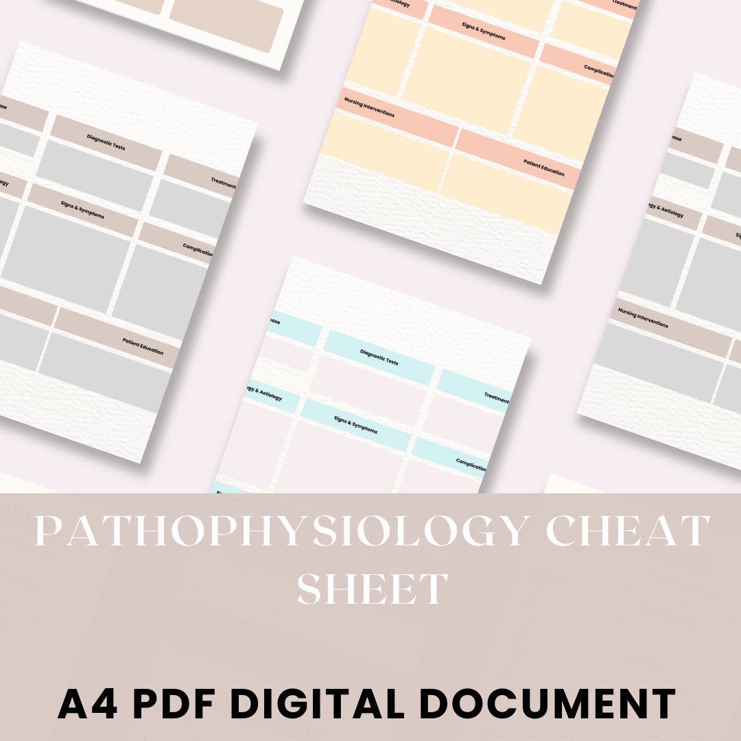 Pathophysiology Cheat Sheet, Pathophysiology Template, Medical, Nursing ...