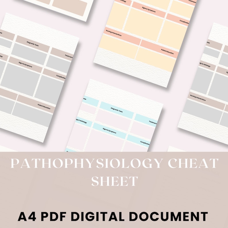 Pathophysiology Cheat Sheet, Pathophysiology Template, Medical, Nursing ...