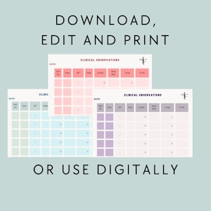 Editable and Printable Observation Chart, Log, & Tracker. Nursing Notes ...