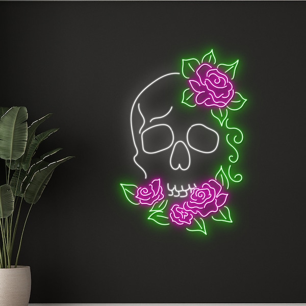 Neon Sugar Skull Sign - Etsy
