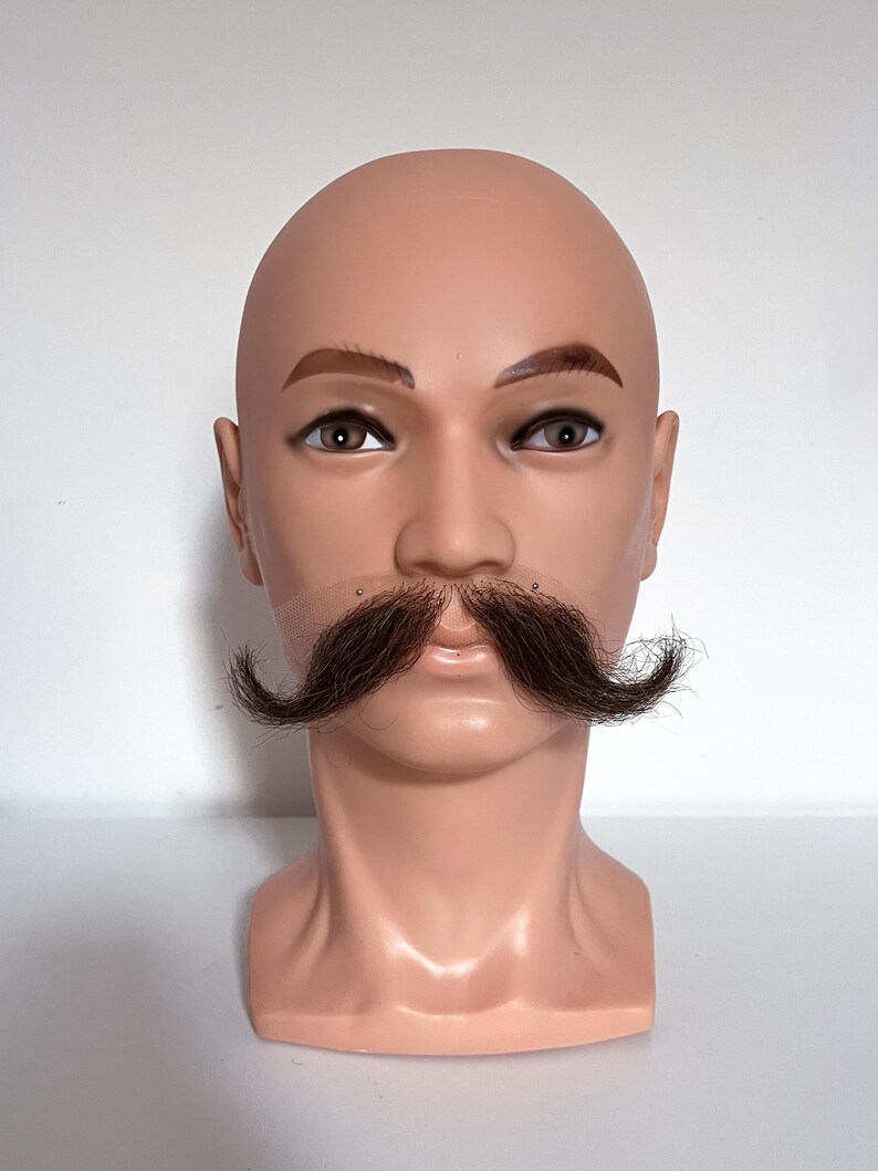 Realistic Big Curled Handlebar Mustache in Natural Hair – Dark Brown - Etsy