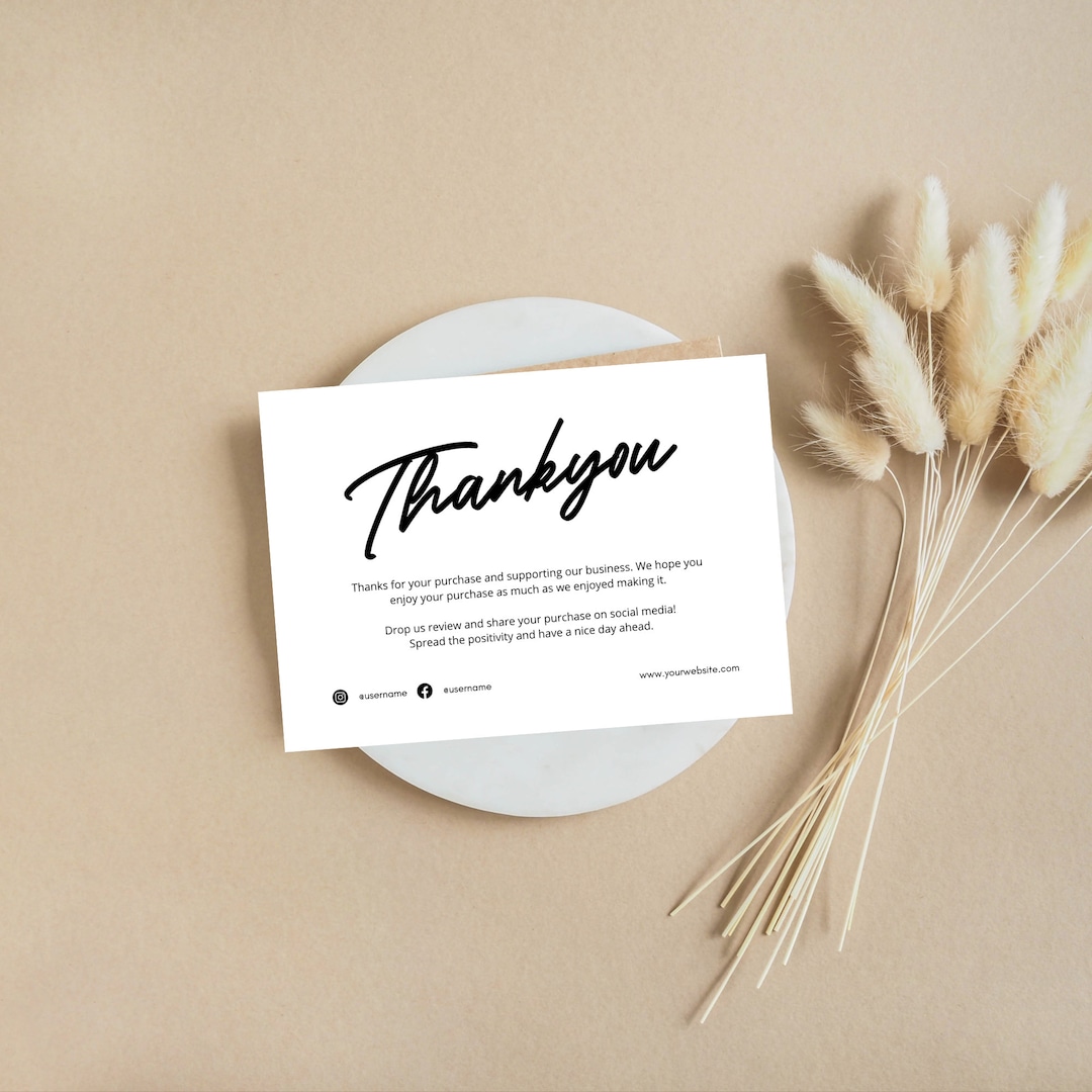 Minimalist Thank You Card Template - Canva Template, Minimalist Design ...