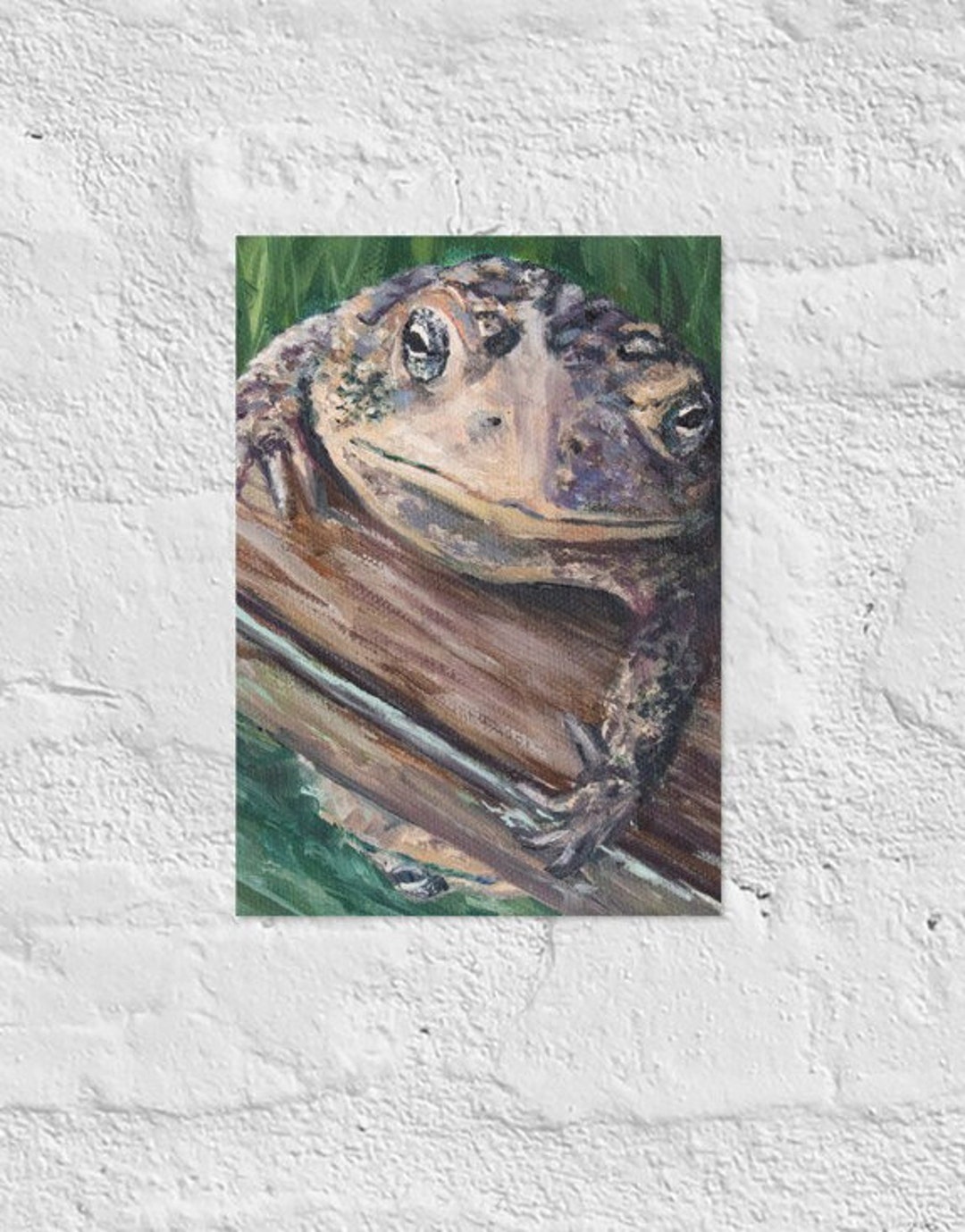 Frog Sitting on Log Cute Animal Art Print for Home Decor Dwight the ...