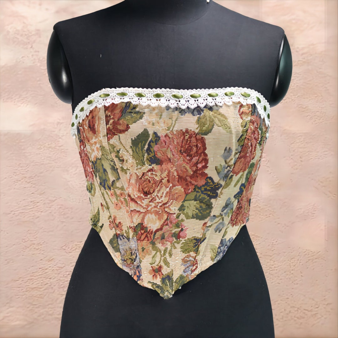 Tight fitting Corset, Flower Tight Corset, Hand embroidered Tight ...