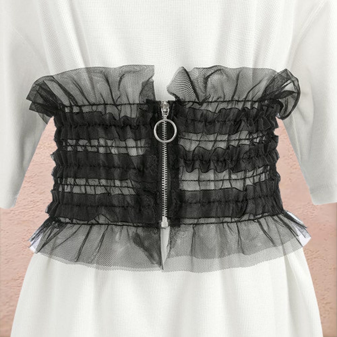 Black Tulle Corset Belt, ELEGANT Corset Binding, Waist Shaped, Women's ...
