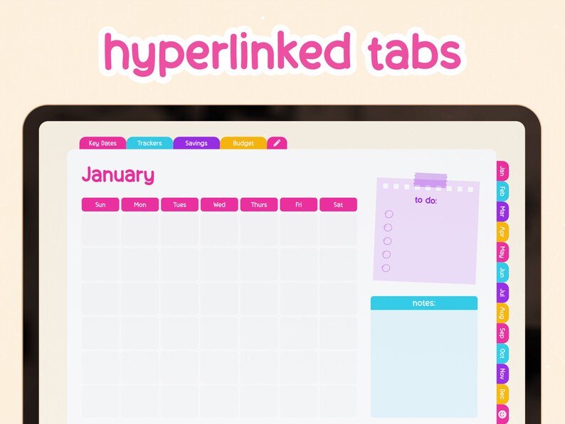 Cute Colorful Undated Digital Planner Budget Savings Tracker - Etsy