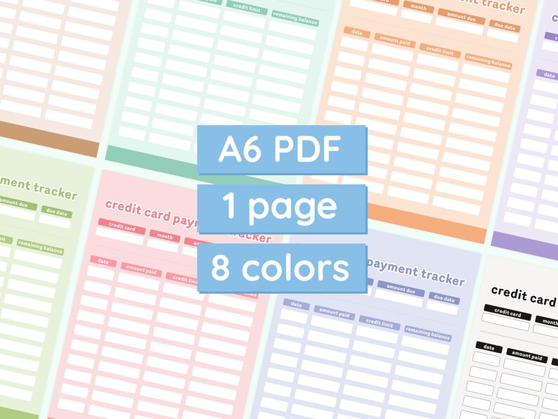 Credit Card Payment, Printable Tracker, Debt Payment, Digital Download ...