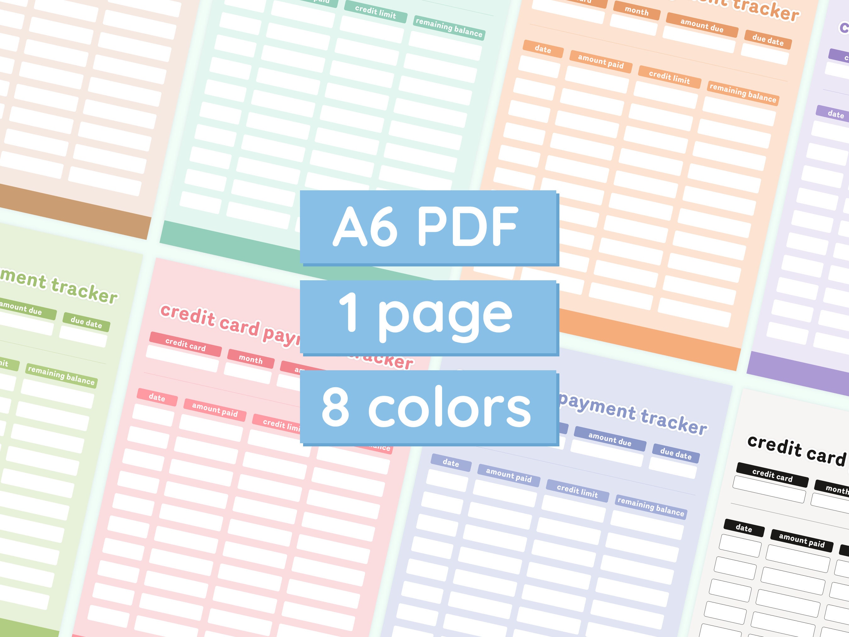 Credit Card Payment, Printable Tracker, Debt Payment, Digital Download ...