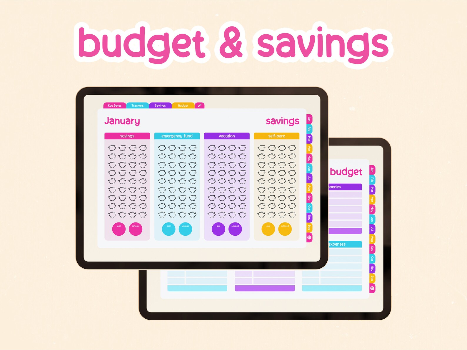 Cute Colorful Undated Digital Planner Budget Savings Tracker - Etsy