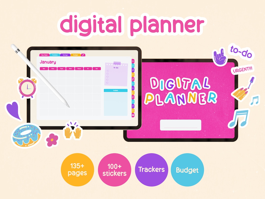 Cute Colorful Undated Digital Planner Budget Savings Tracker - Etsy