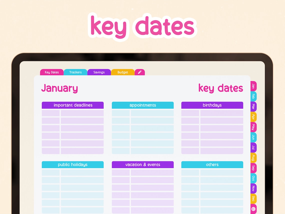 Cute Colorful Undated Digital Planner Budget Savings Tracker - Etsy