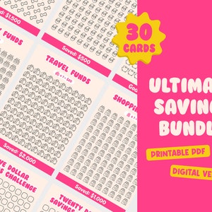 Pink Savings Challenge Cards | Printable Savings Journey Cards ...