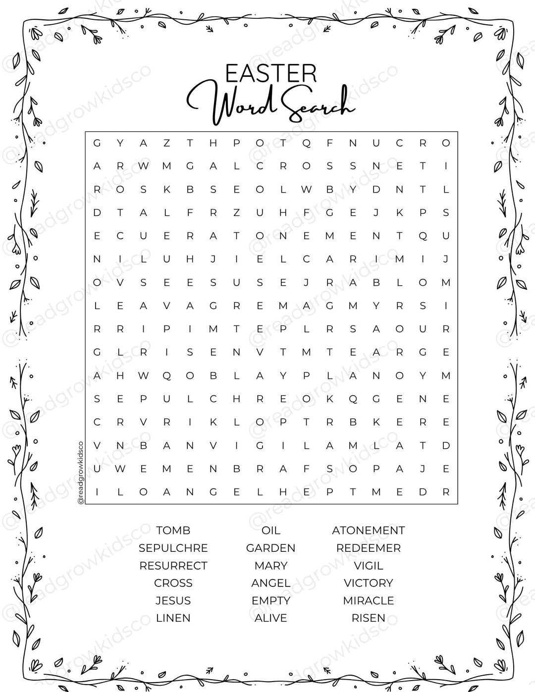 Religious Easter Word Search With Border | Christian | Printable ...