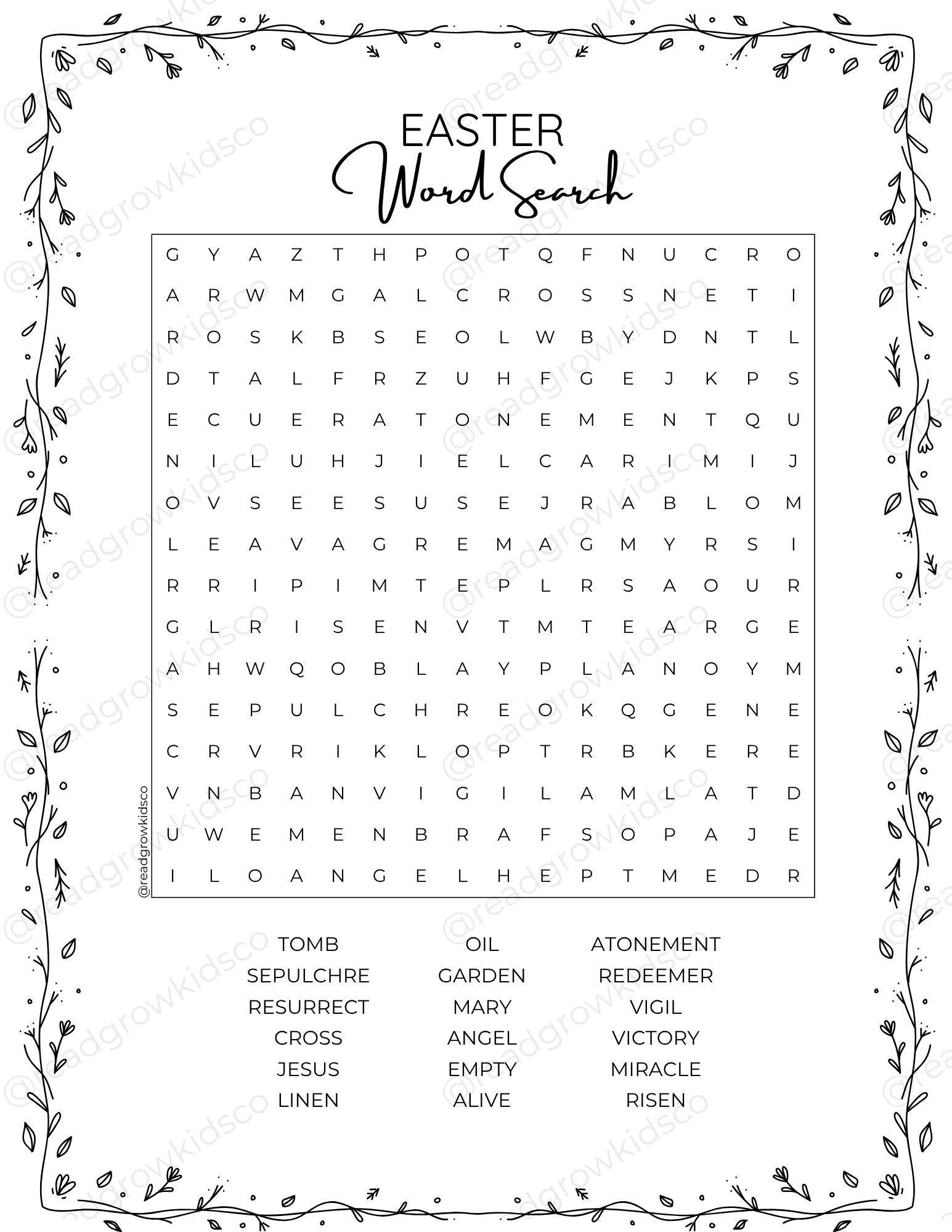 Religious Easter Word Search With Border | Christian | Printable ...
