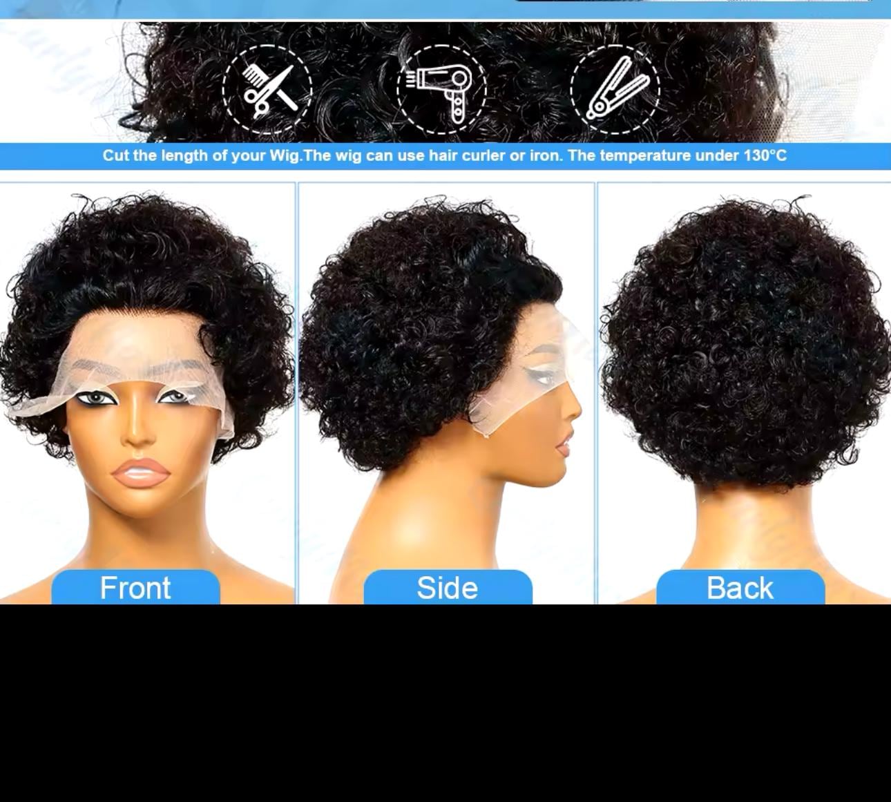 Pixie Cut/curly Human Hair Wig - Etsy