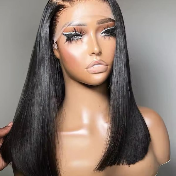 Transparent Lace Human Hair Wig - Etsy