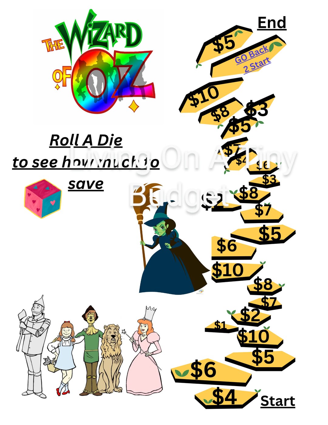 Wizard of Oz Saving Challenge Game for Low Income - Etsy