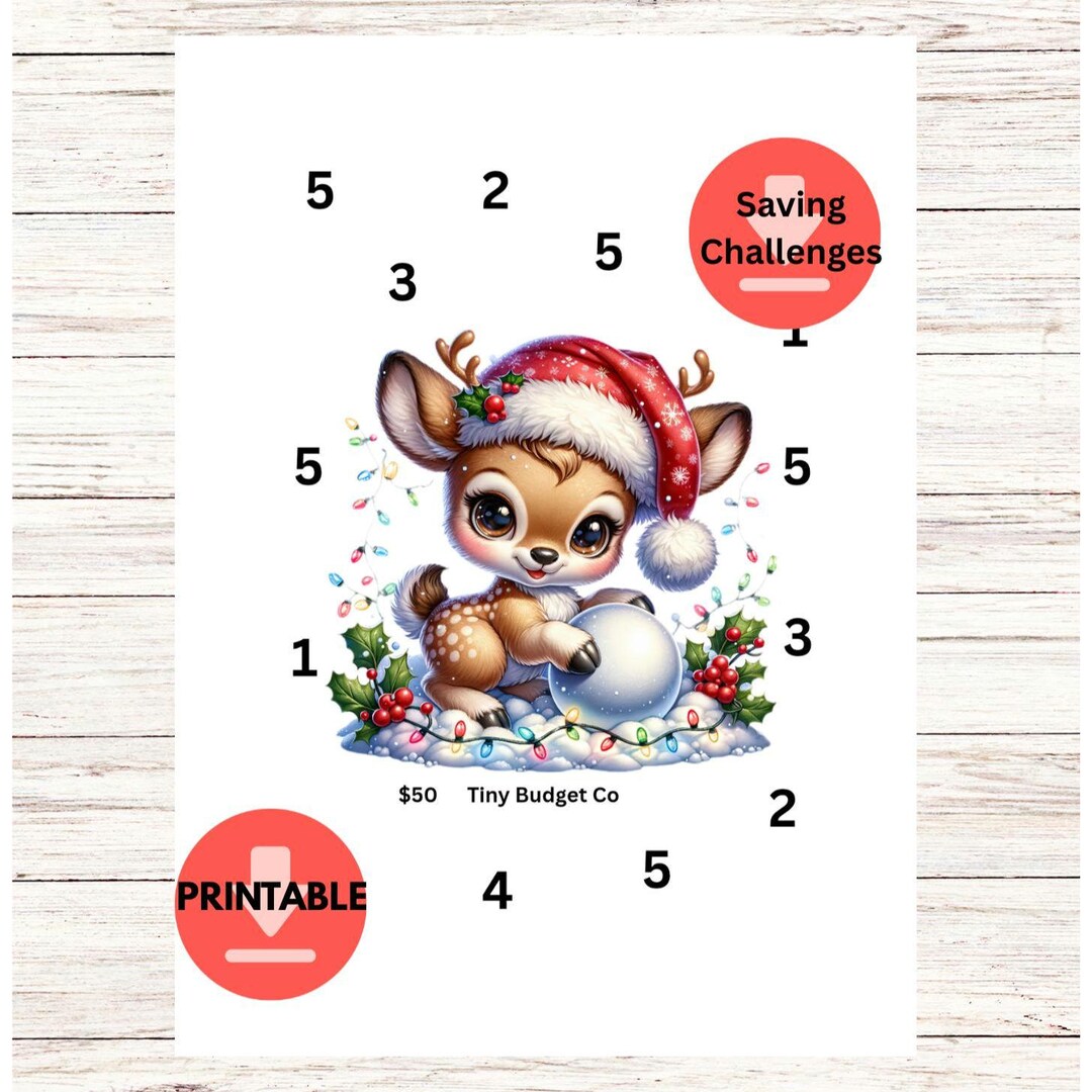 Christmas Reindeer Saving Challenge | Holiday Budget Printable (digital ...