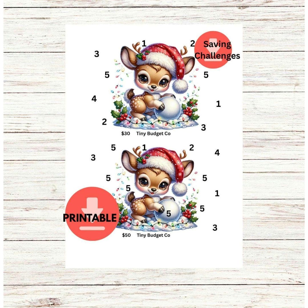 Christmas Reindeer Saving Challenge: Holiday Budget Printable (digital ...