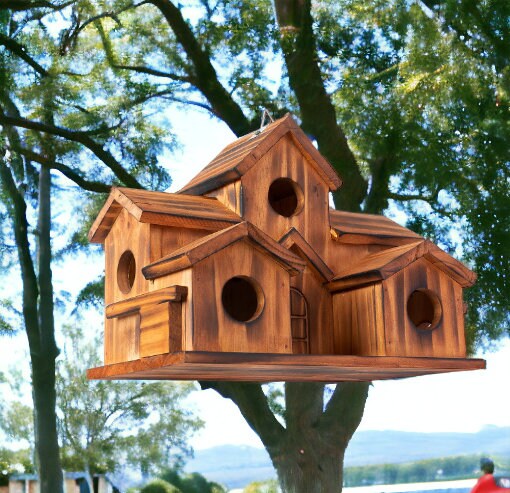 Bird Houses Hand Painted Bench