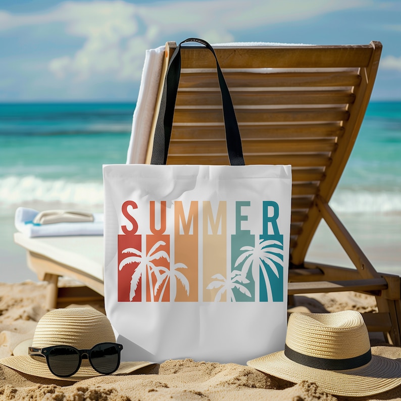 Summer Palm Tree Canvas Tote Bag - Beach Vibes - Etsy