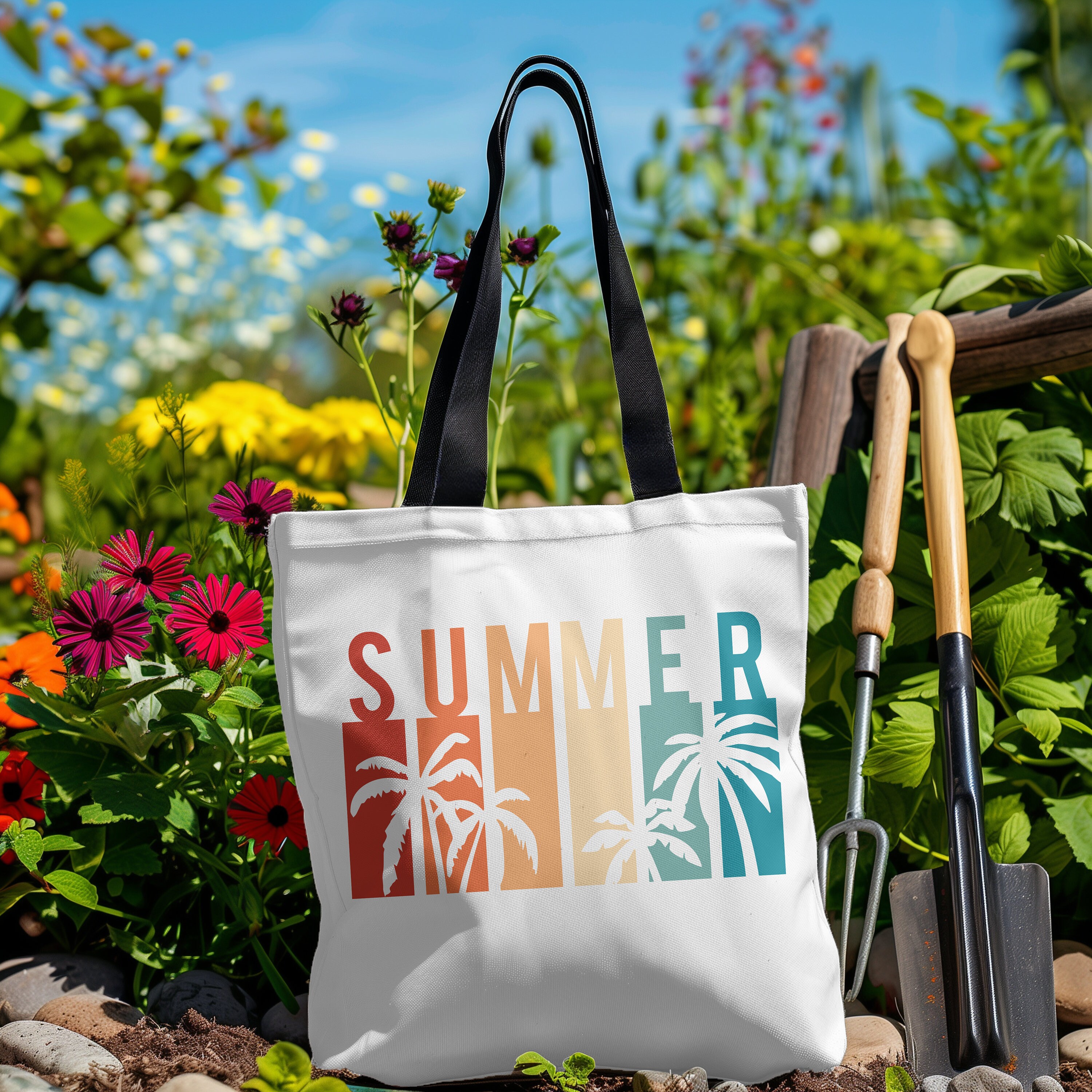 Summer Palm Tree Canvas Tote Bag - Beach Vibes - Etsy