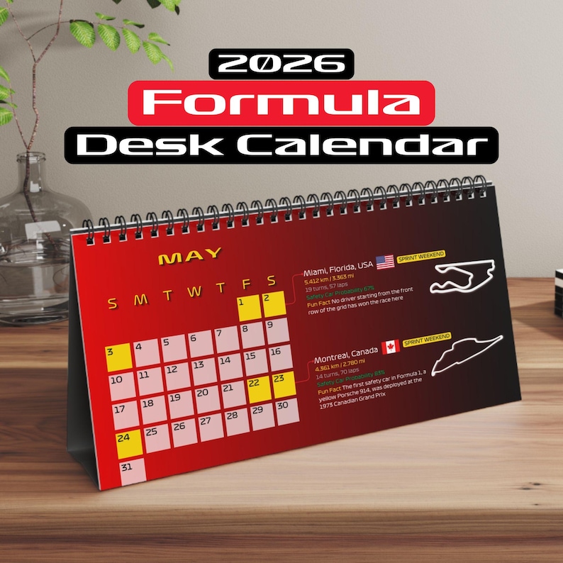 Ferrari Formula 1 Calendar Formula 1 Desk Calendar for F1 Fan 2026 ...