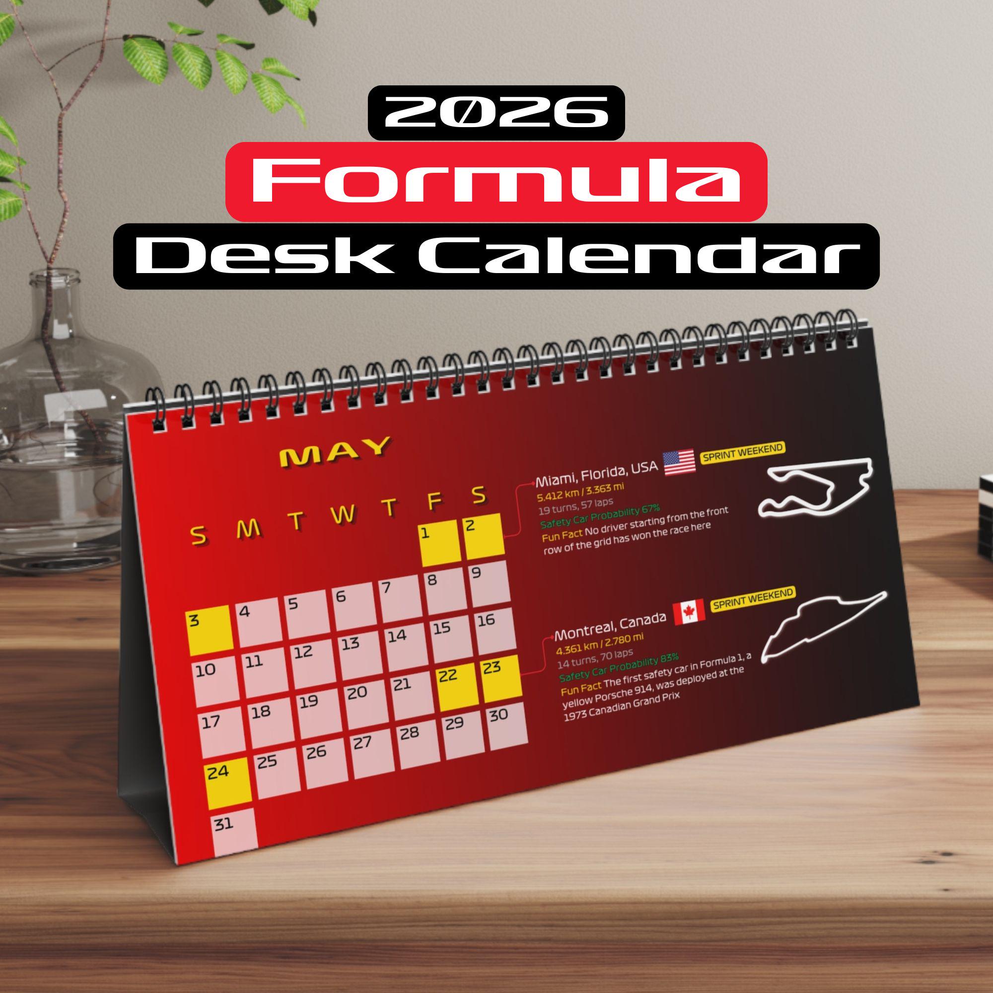 Ferrari Formula 1 Calendar Formula 1 Desk Calendar for F1 Fan 2026 ...